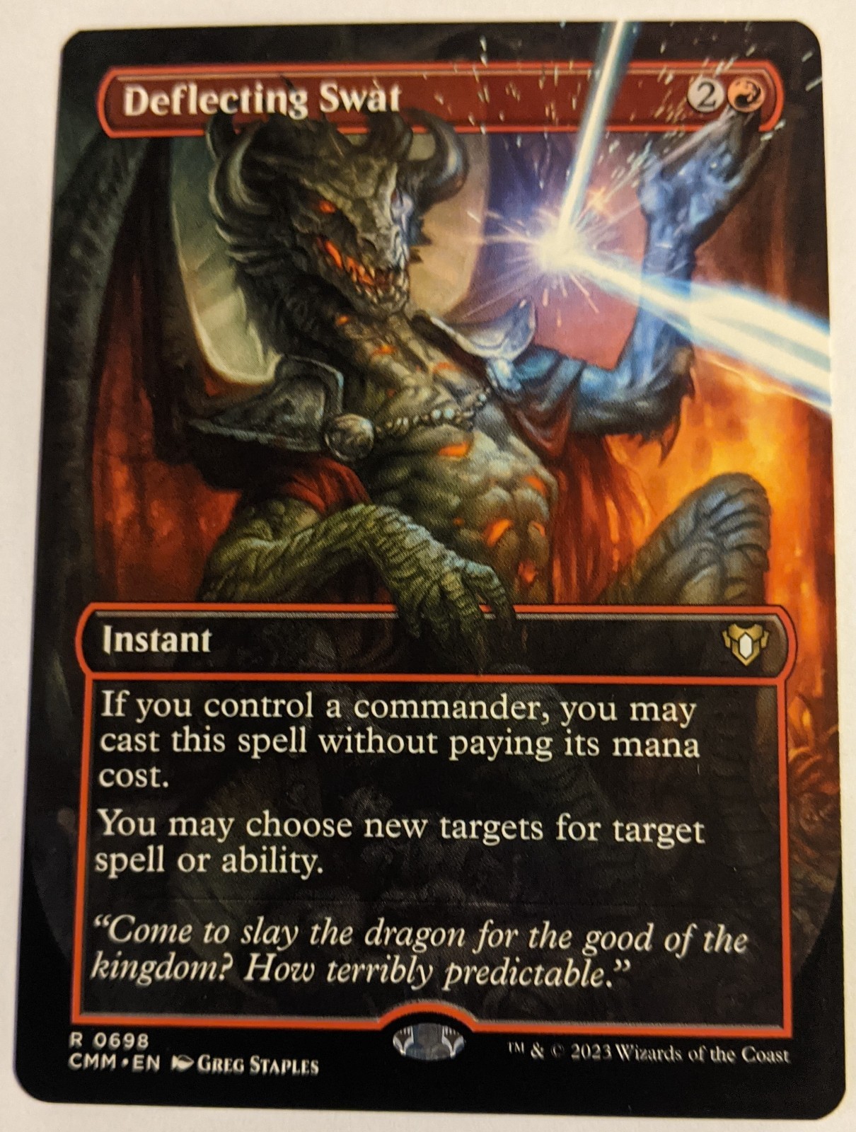 MTG English BORDERLESS Magic Card N/M DEFLECTING SWAT from Commander ...