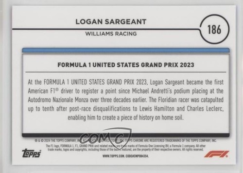2024 Topps Chrome Formula 1 Purple & Green Refractor Logan Sargeant ...