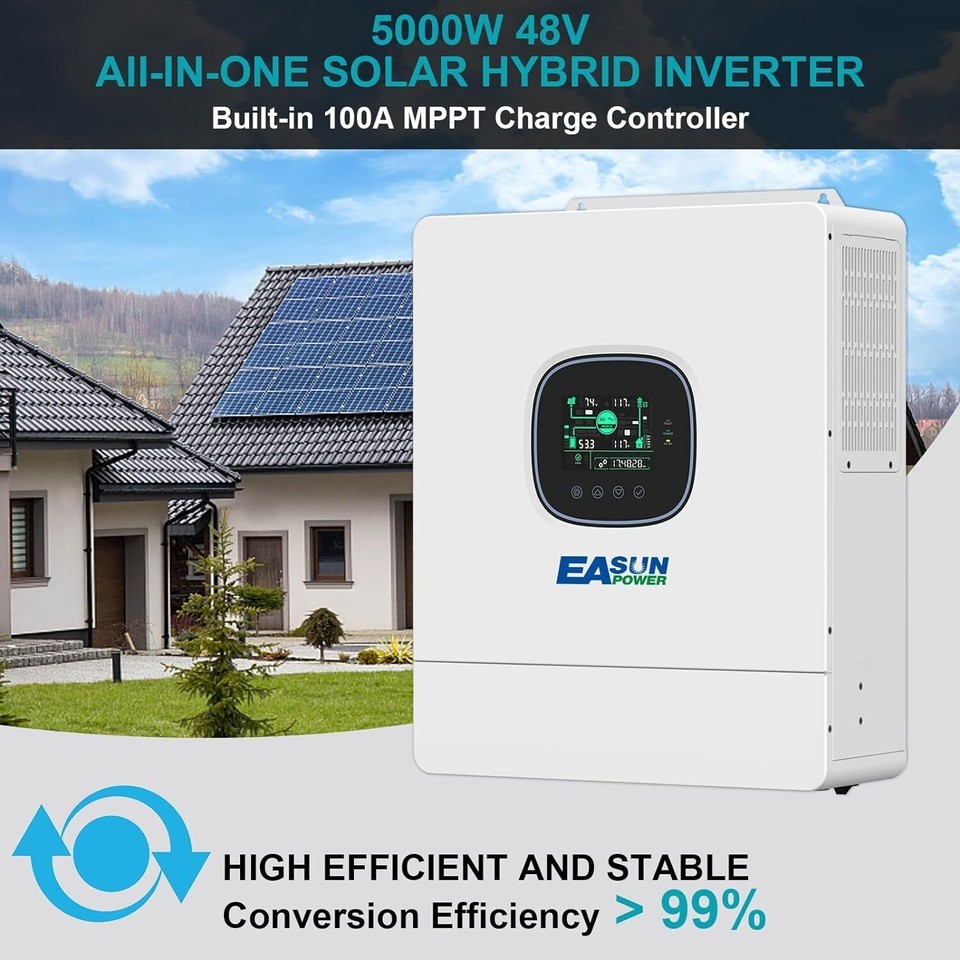 Easun 10KW Hybrid Solar Inverter Off Grid 48V Split Phase 120V / 240V ...