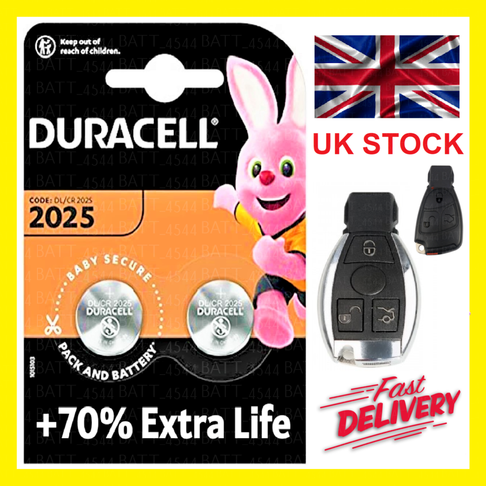 X 2 CAR KEY BATTERY FOR Mercedes Benz -A -C -E CLASS CR2025 DURACELL ...