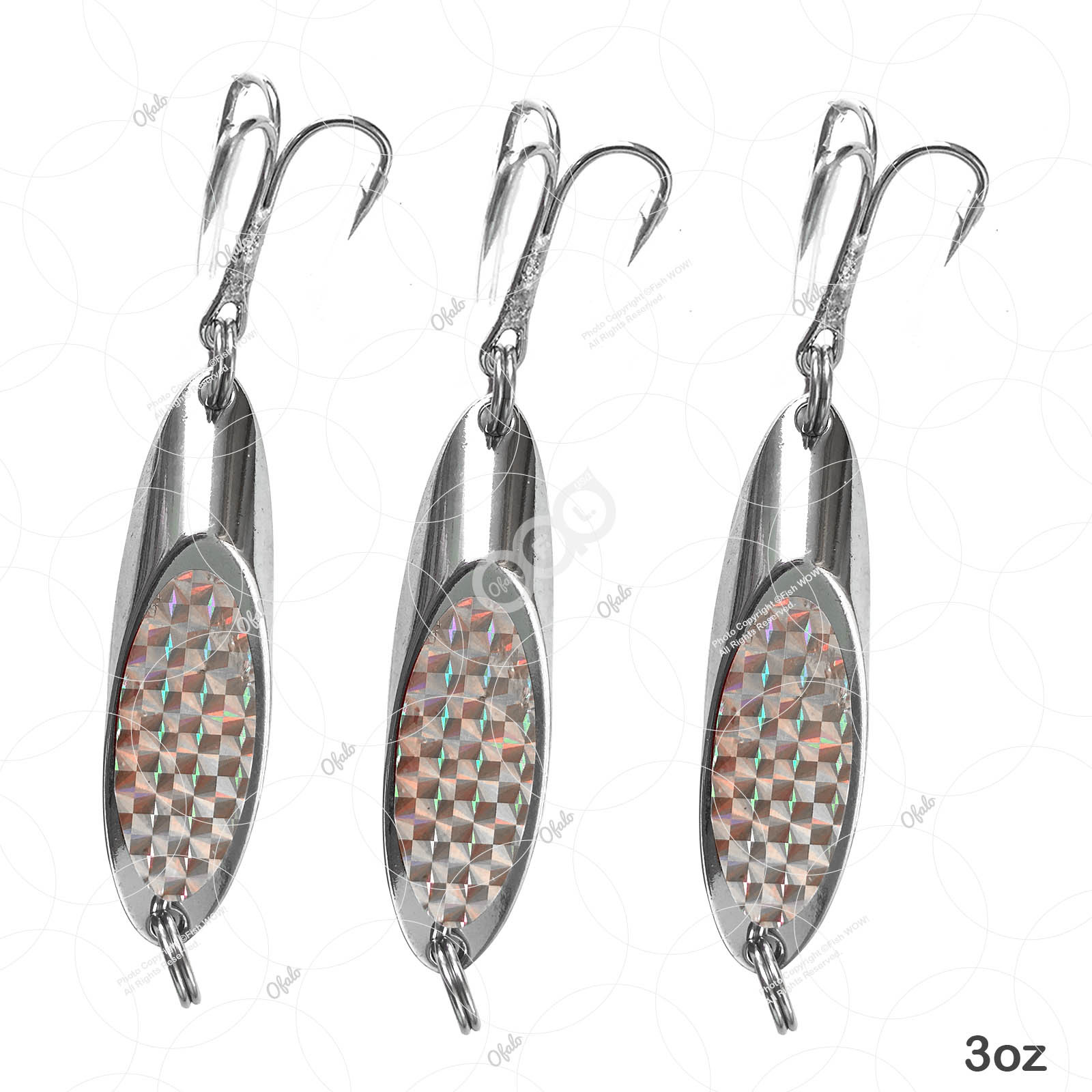 3pcs 3oz Fishing Kast Spoons w/ a treble hook Chrome Metal Lures Silver ...