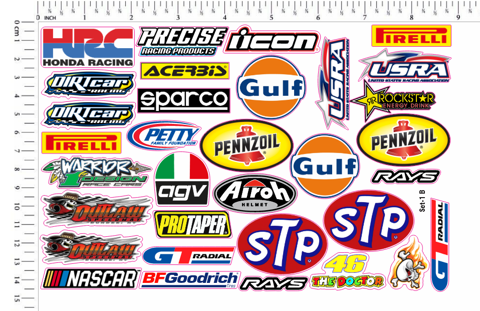 100 + 1 PAGE Racing Decals Stickers Drag Race Nascar High Quality Vinyl ...