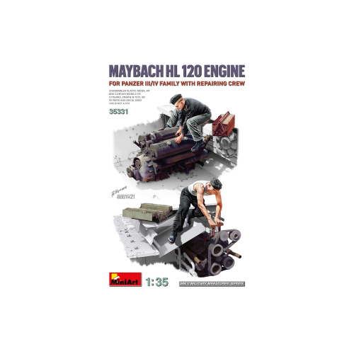 MAYBACH HL 120 ENGINE WITH REPAIR CREW KIT 1:35 Miniart Kit Figure ...