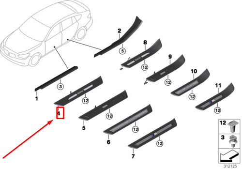 NEU BMW 5 F07 VORDERE LINKE EINGANGSABDECKUNG 7193469 51477193469 ...