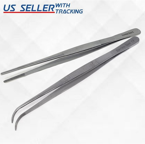 Handy 8" Extra-Long Tweezers Instruments Thumb Forceps Stainless German ...