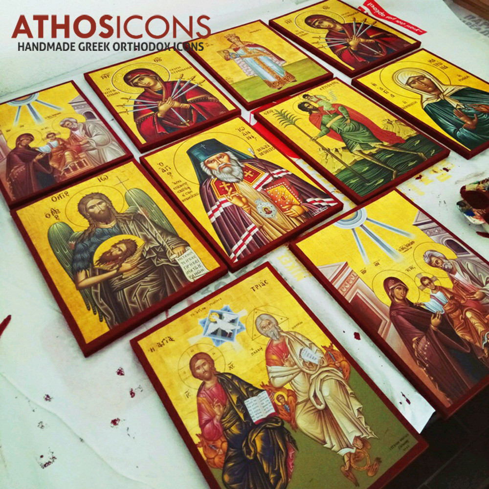 Jesus with Apostles on the vine of Ampelos Greek byzantine orthodox ...