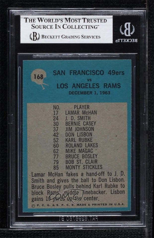 1964 Philadelphia San Francisco 49ers Red Hickey #168 BGS 7 0q3 | eBay