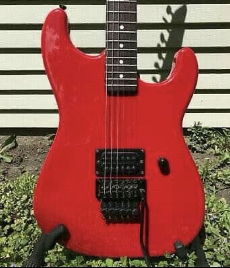 1987 Charvel Electric Guitar Red 6 String EMG Pickup Floyd Rose Maple ...