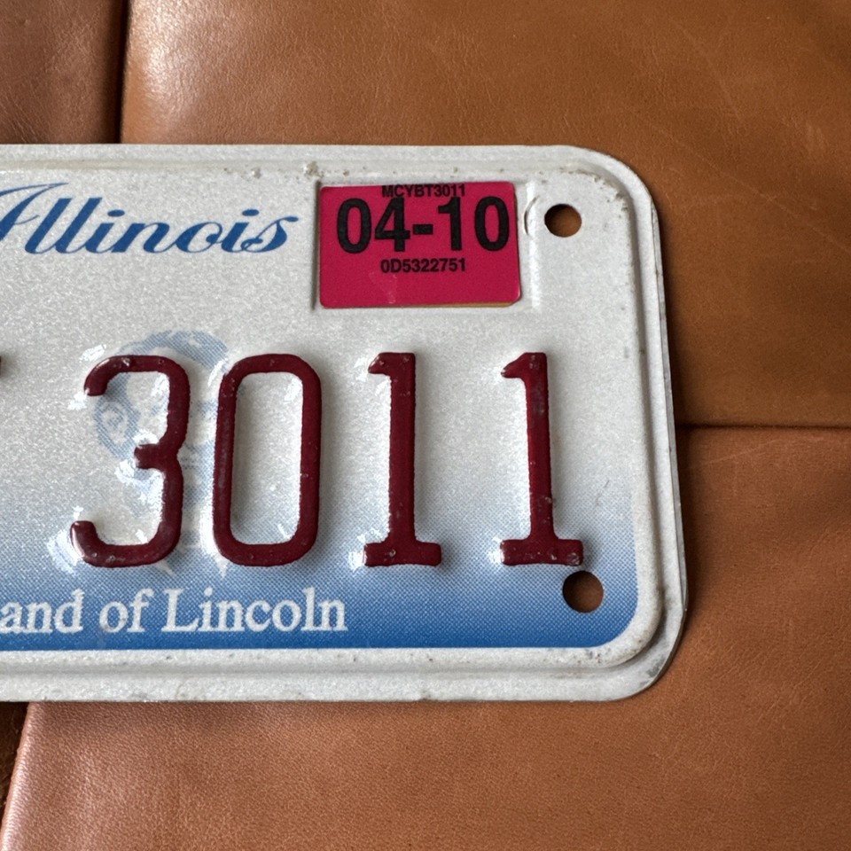 2010 Illinois Motorcycle License Plate 🏍 Vintage Lincoln Tag # BT 3011 ...