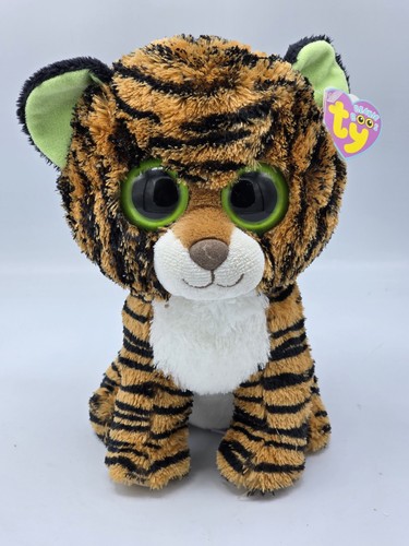 MEDIUM 9" - STRIPES the TIGER - Ty - SOLID EYES Beanie BUDDY SIZE Boos ...