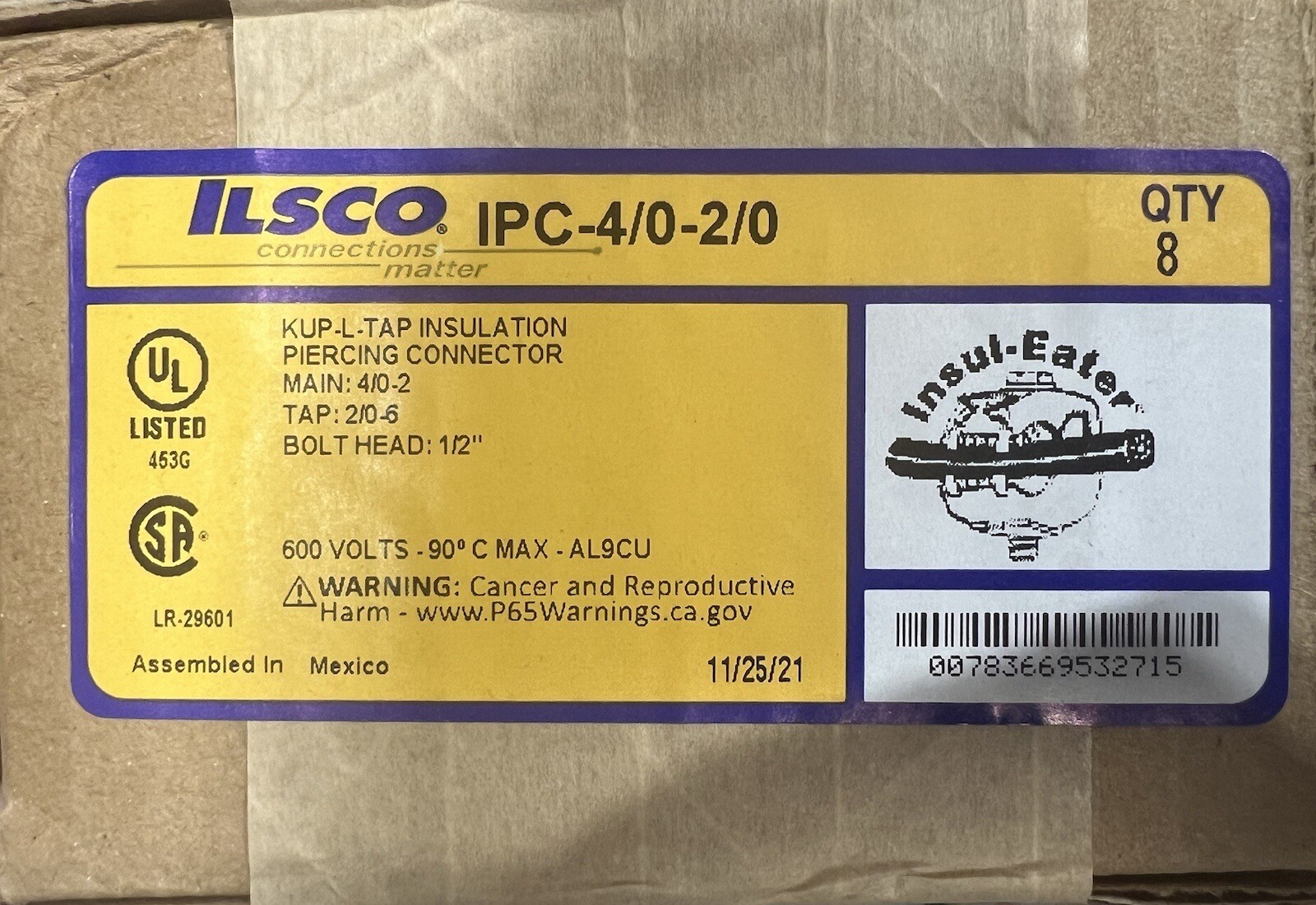 ILSCO Ipc-4/0-2/0 600V Insulation Piercing Tap Connector (1 Each ...