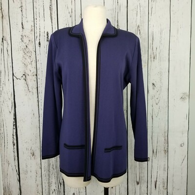 Exclusively Misook Purple Acrylic Knitted Open Cardigan Sweater Women's ...