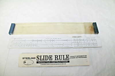Sterling Vintage 1960s Slide Rule Ruler with Case and Instructions 11 ...