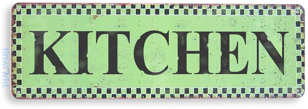 TIN SIGN Green Kitchen Metal Décor Art Store Shop Market Farm Cottage ...
