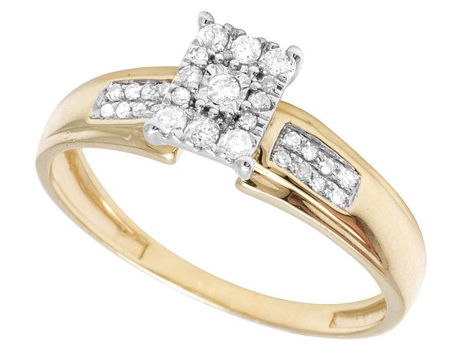 10K Yellow Gold Real Diamond Miracle Engagement Trio Bridal Ring Set ...