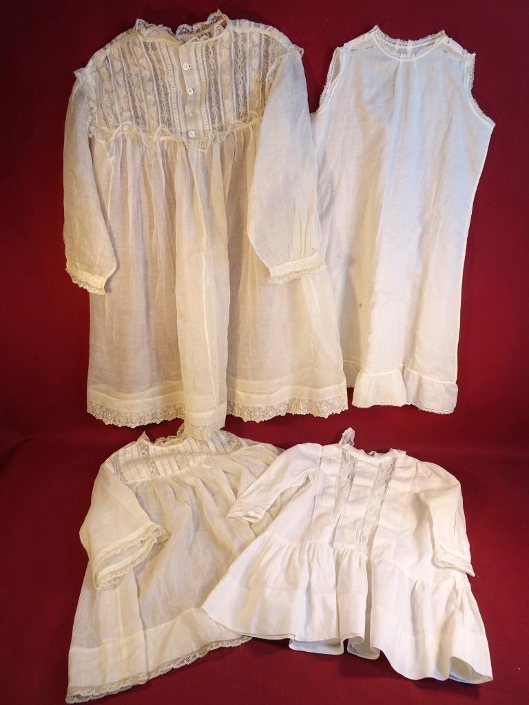 ANTIQUE VICTORIAN WHITES BABY GOWNS DRESSES 4 PCS NIC… - Gem
