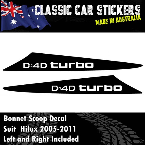 HILUX D4D Turbo Decal Sticker For 2 Fin Small Bonnet Scoop 2005 TO 2011 ...