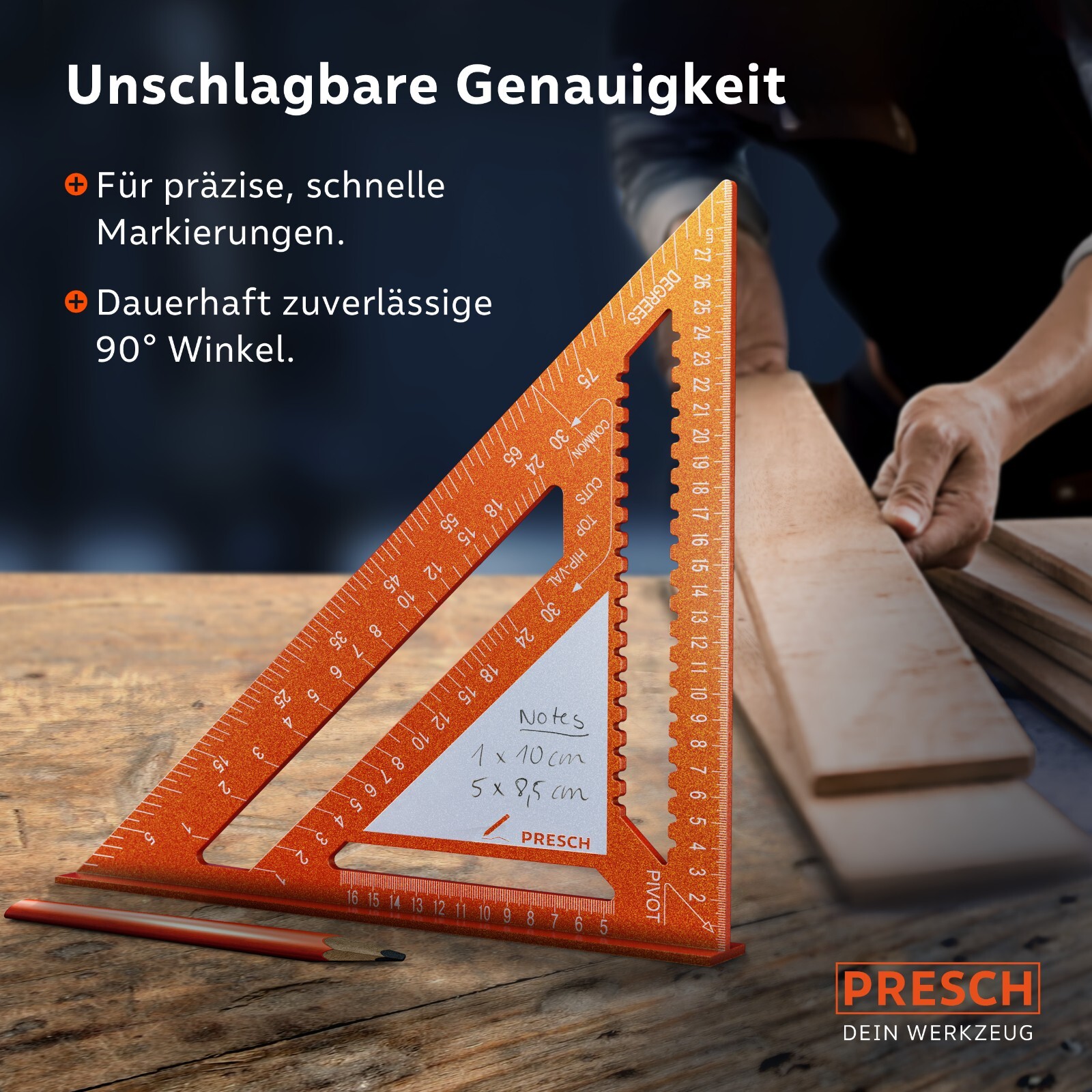 Presch Zimmermannswinkel 300mm | Innovative Notizfläche | Hochpräzise ...