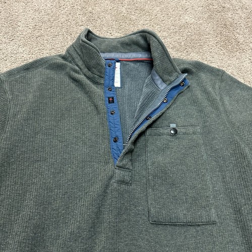 Relwen Rib Snap-Mock Pullover Size XL Green | eBay