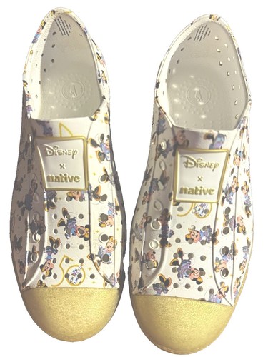 Disney x Native Minnie Mouse Gold Glitter Slip-On Shoes Youth J2 Junior ...