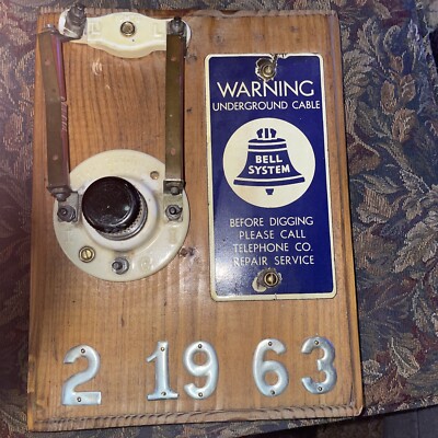 VTG Bell System Warning Underground Cable Porcelain Sign w Telephone ...
