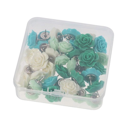40PCS Green Decorative Pushpins Resin Cork Board Tacks Rose Flower ...