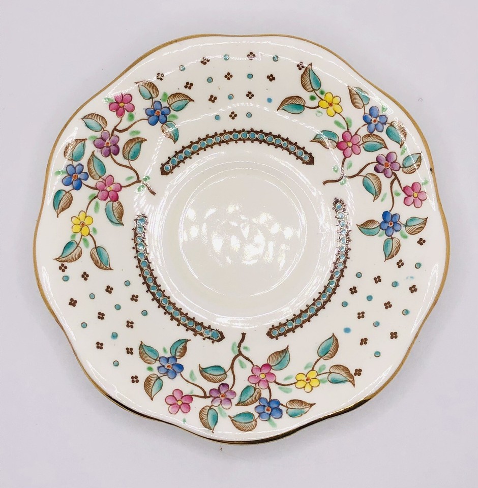 EB Foley Fine Deco Floral Dot Pattern Cup & Saucer Set; Vintage England ...