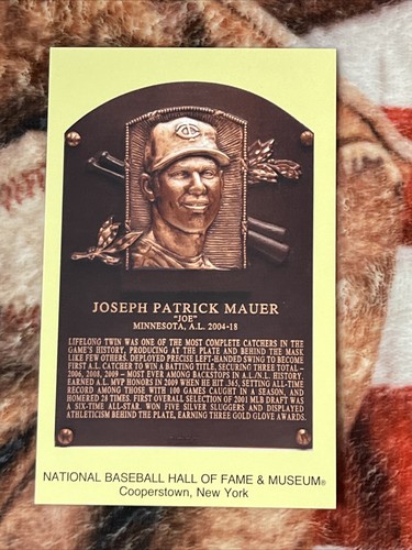 Joe Mauer Postcard- Baseball Hall of Fame Induction Plaque - Photo 2024 ...