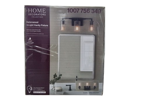 Home Decorators Helenwood 22" 3-Light Matte Black Bathroom Vanity Light ...