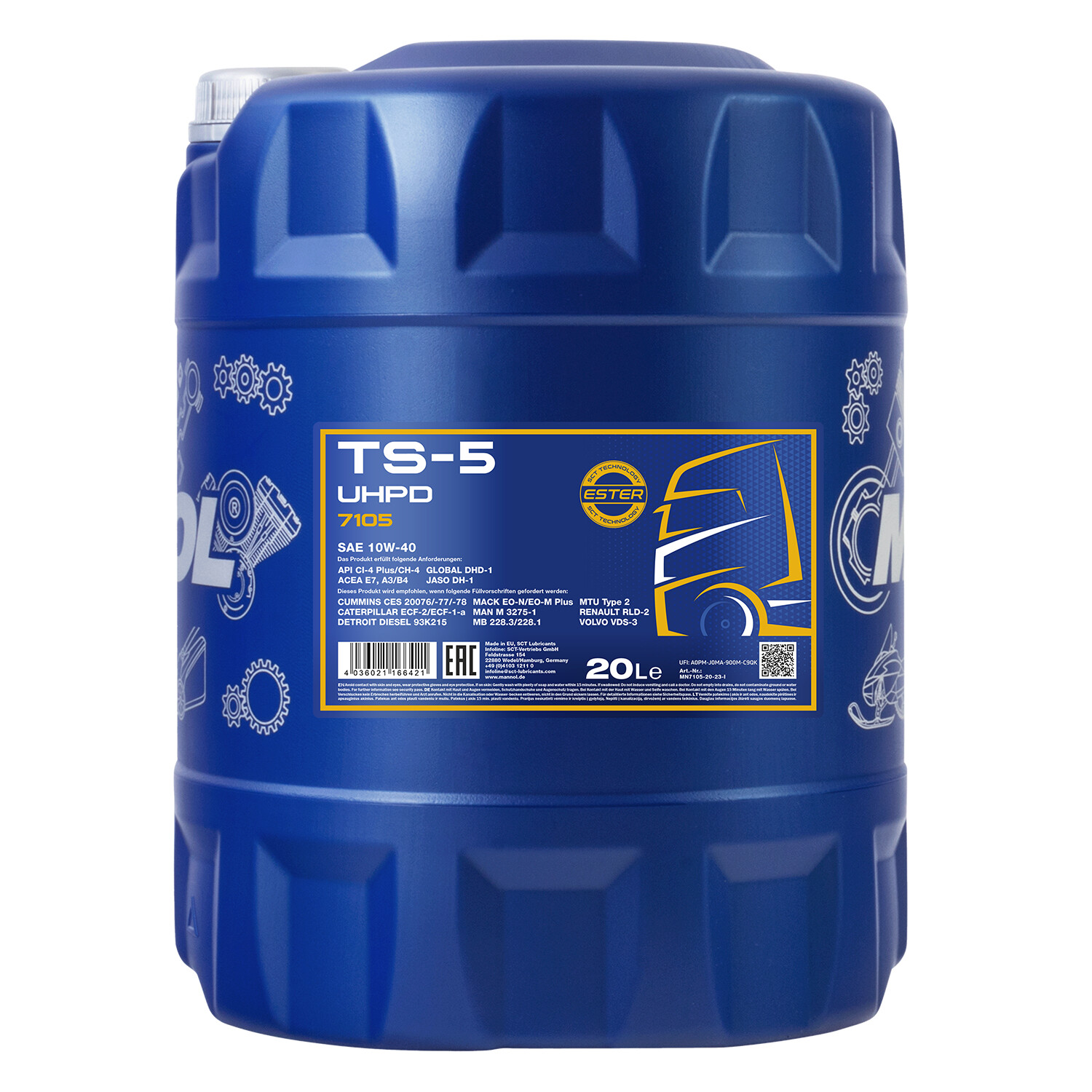 MANNOL UHPD TS-5 SAE 10W-40 Dieselmotorenöl, ACEA E7, API CH4, CI4, 20 ...