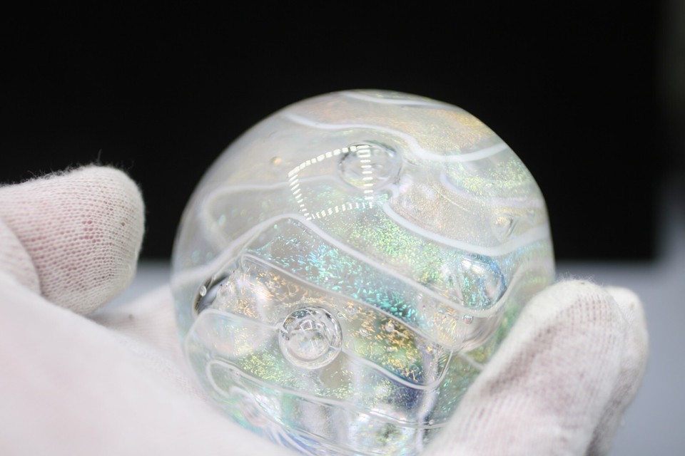 Vintage Glass Eye Studio Paperweight Signed GES 98 Iridescent w/Bubbles ...
