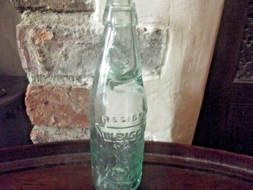 Antique Clear Glass Cod Bottle with its Marble Intact. W BISCOMBE ...