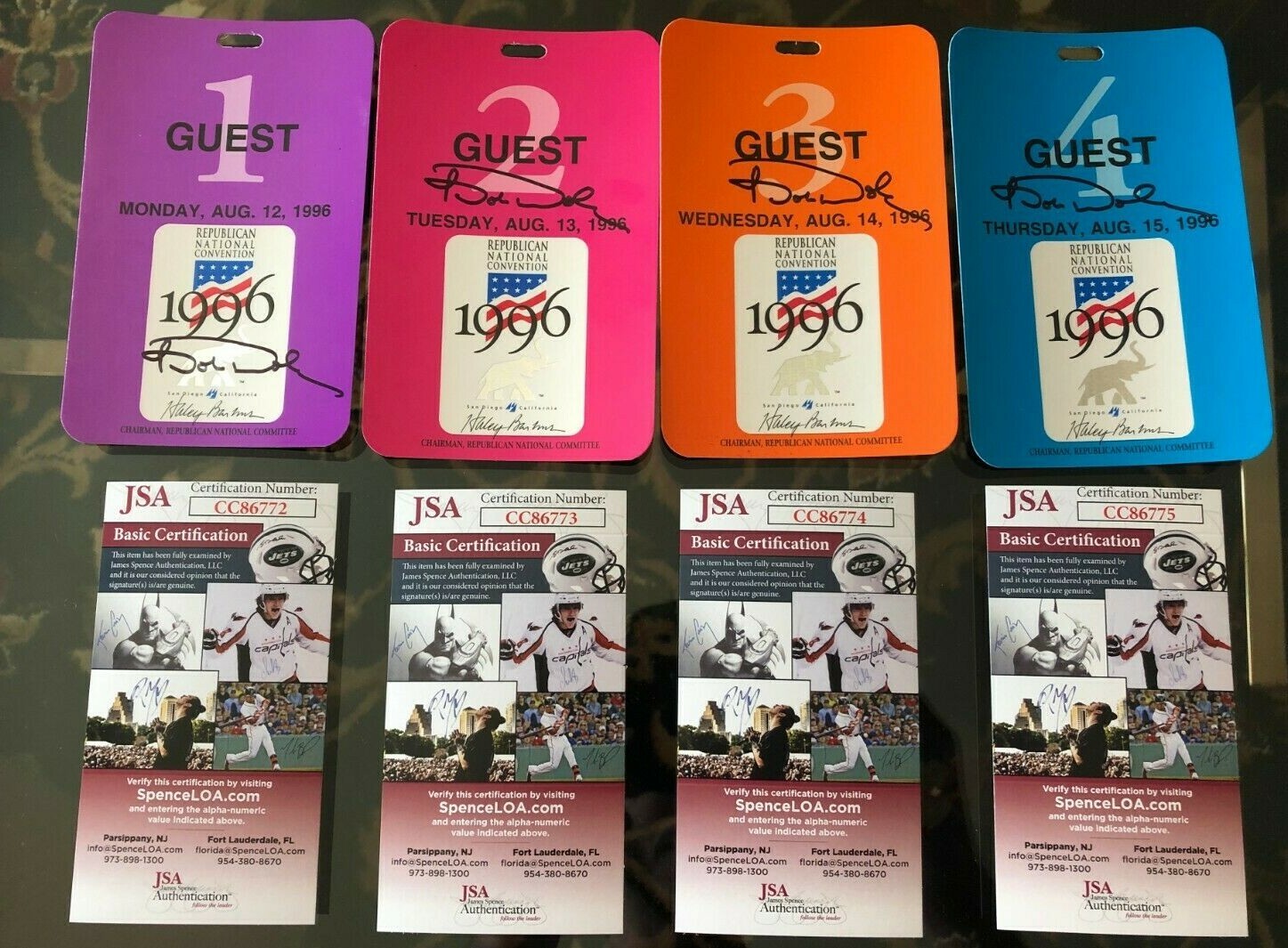 (4) BOB DOLE SIGNED RNC REPUBLICAN NATIONAL CONVENTION PASSES TICKETS ...