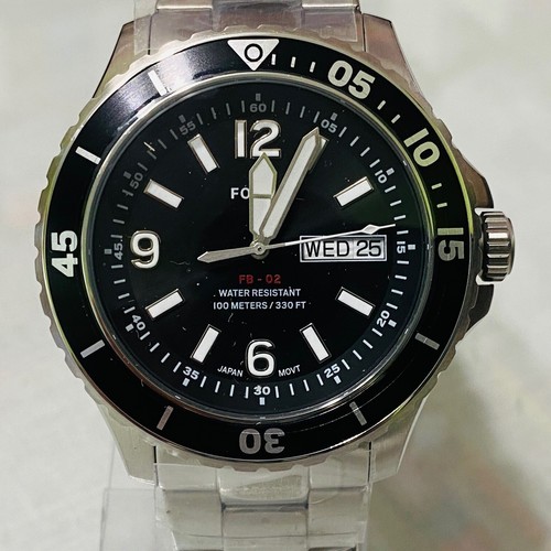 Fossil FS5687 Fb-02 Black Dial Stainless Steel 10atm Men's Watch 48mm ...