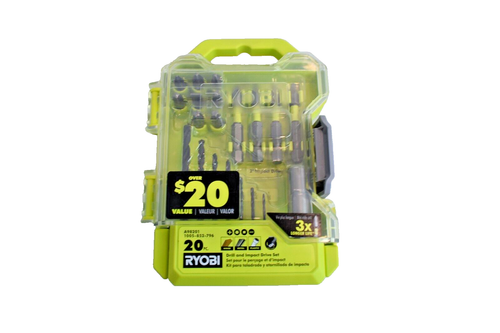 RYOBI Drill and Impact Drive Kit Set Hex Shank Black Oxide Coated (20 ...