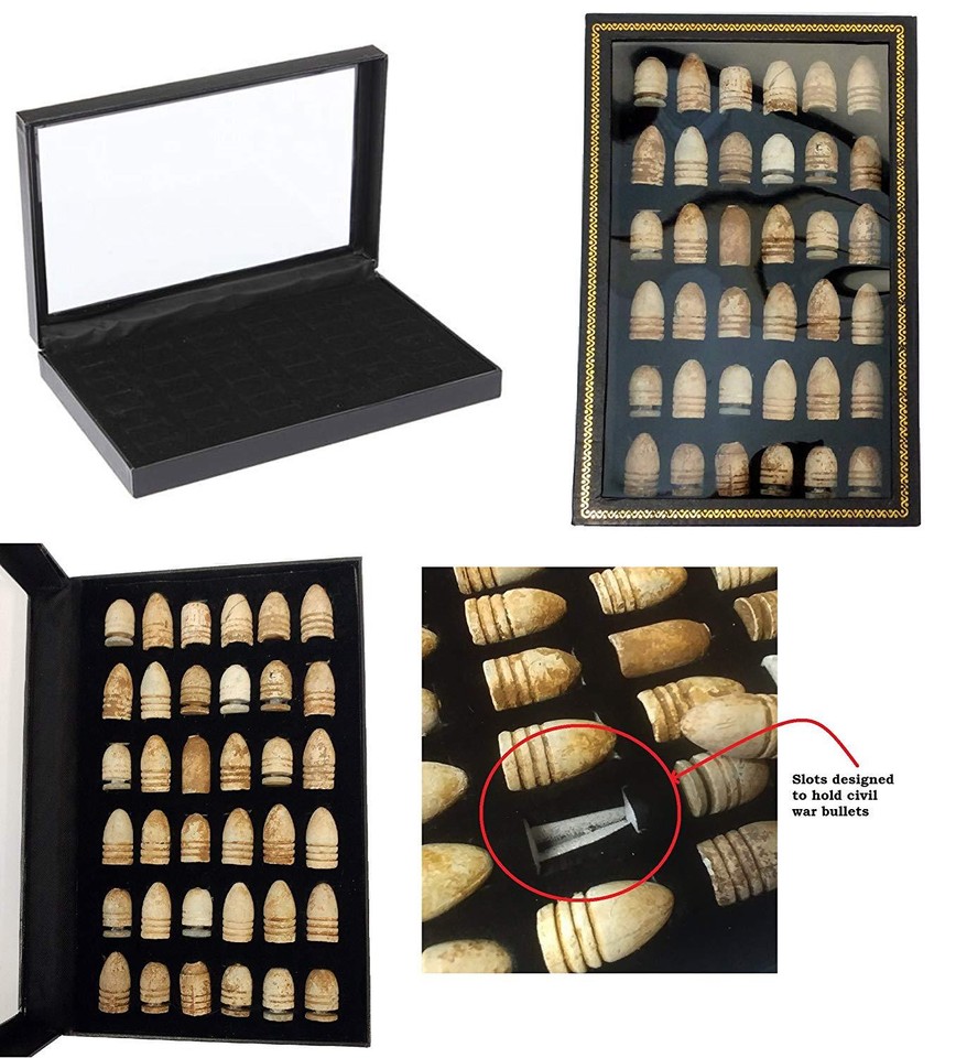 Civil War Bullet Relic Display Case - Hold 36 Civil War Bullets ...