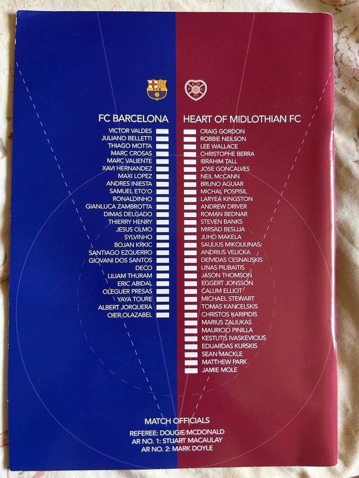 Heart of Midlothian v FC Barcelona 2007 Football programme | eBay UK