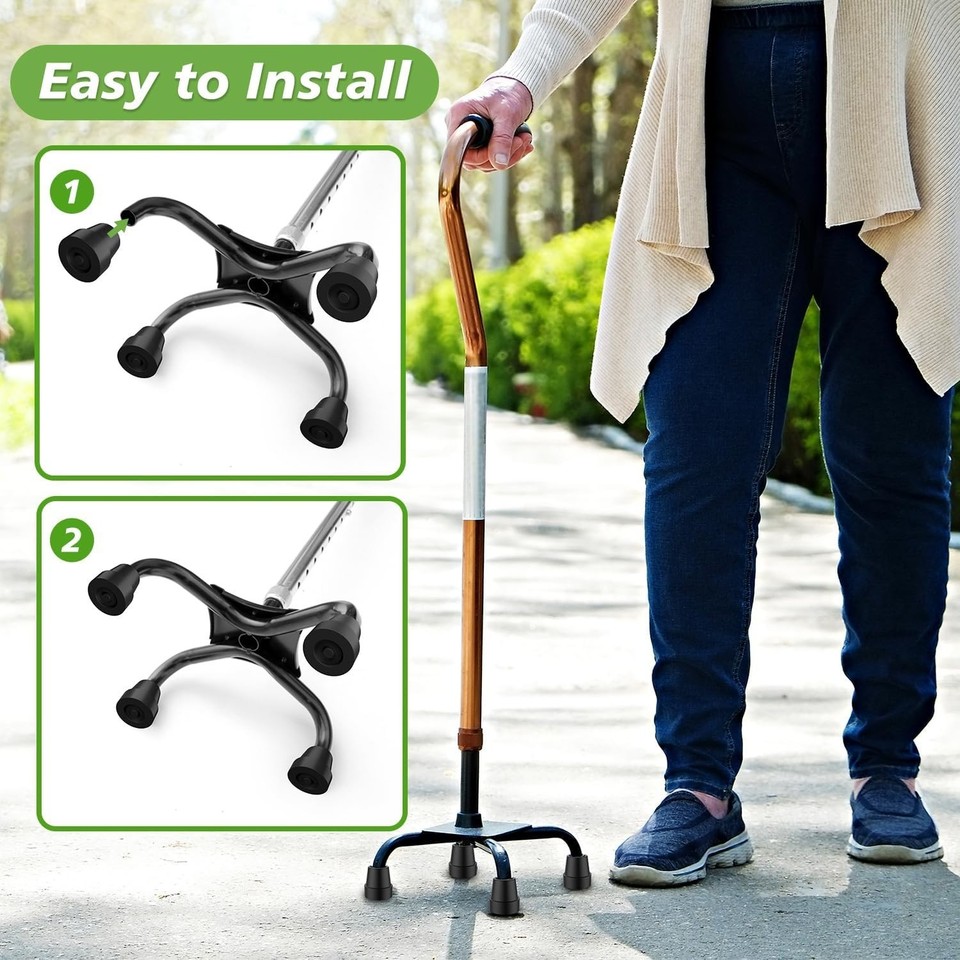 Rubber Cane Tips (8 Pack) Non-Slip Quad 1/2 Inch Replacement Foot for ...