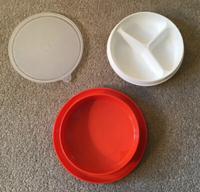 Tupperware Baby No-Spill Divided Plate with Lid ~ Vintage ~Orange ...