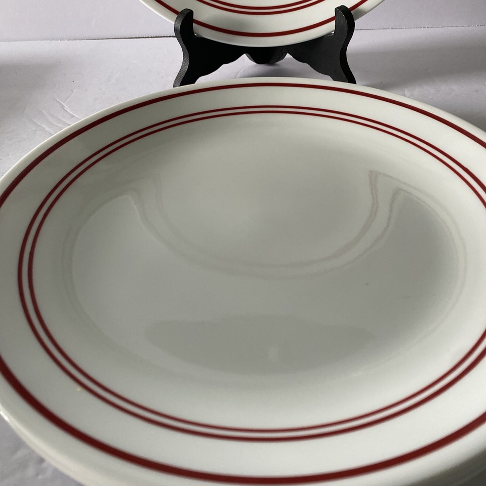 6 Corelle Vitrelle Break And Chip Resistant White&red Round Dinner ...