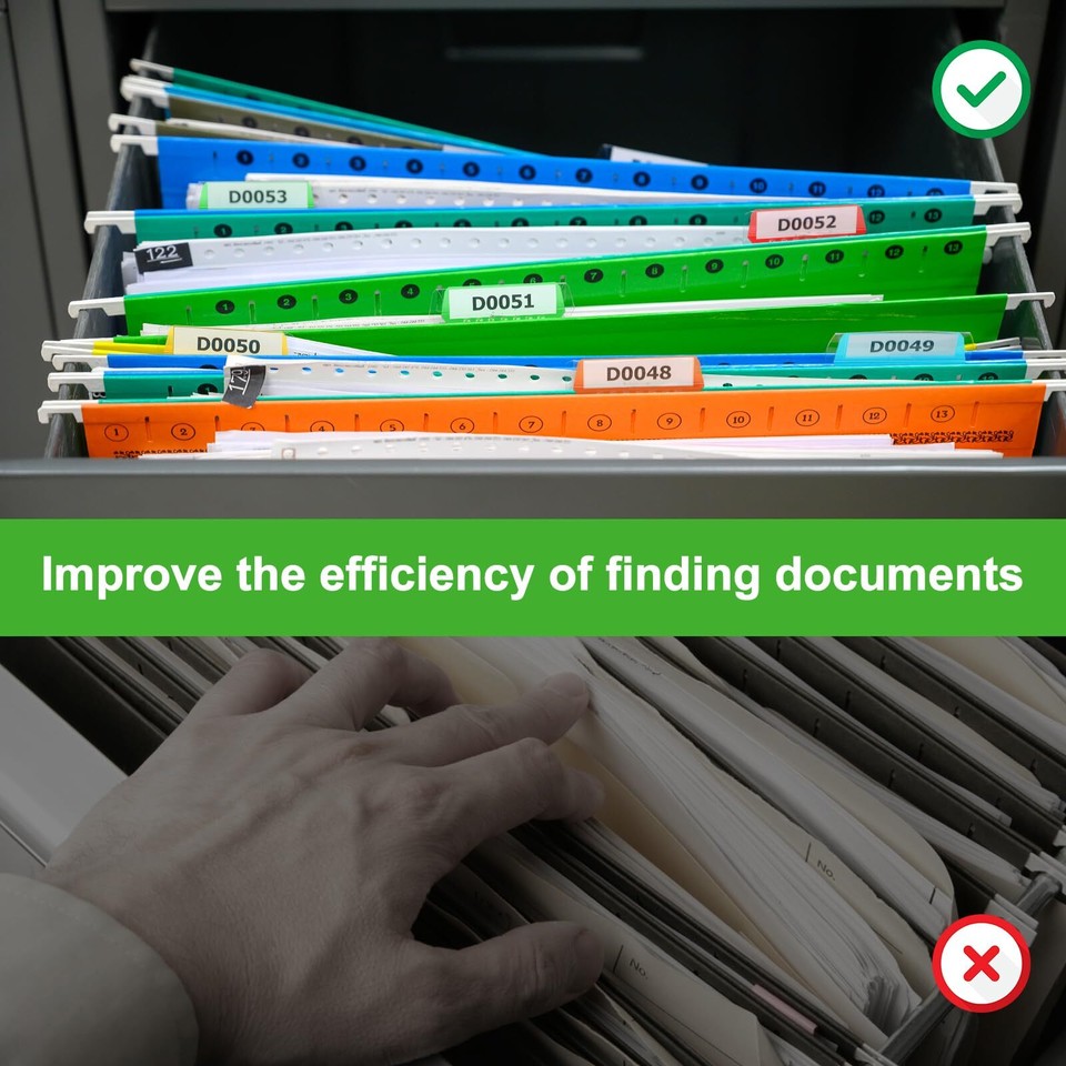 100 Pieces File Folder Tabs 3.15 Inch Hanging File Folder Tabs and ...