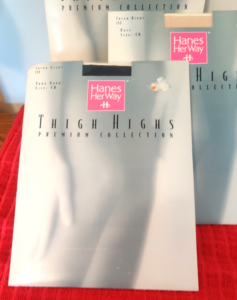 HANES THIGH HIGH Premium Collection LOT 3 Colors -Black, Navy, Buff ...