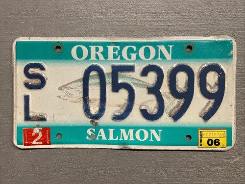 VINTAGE OREGON LICENSE PLATE EMBOSSED SALMON SL-05399 FEBRUARY 2006😎 | eBay