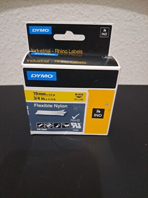 DYMO 18491 RhinoPro Flexible Nyon Tape 3/4" Blk/Ylw - Authorized Dymo ...