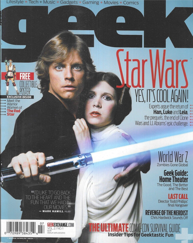 Geek Magazine Star Wars Carrie Fisher Mark Hamill World War Z Chris ...