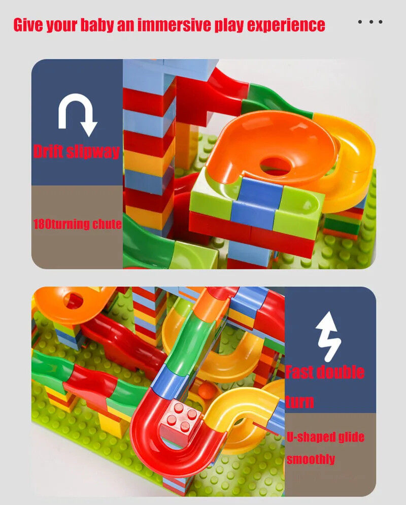 168-336PCS Marble Race Run Blocks Maze Ball Track Building Blocks ...