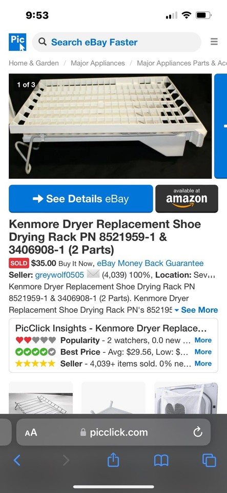 Kenmore Shoe Drying Rack | eBay