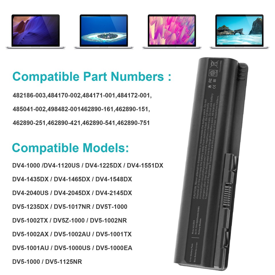Spare Battery For HP Pavilion DV4-1000 CQ60 CQ61 484170-001 HSTNN-LB72 ...