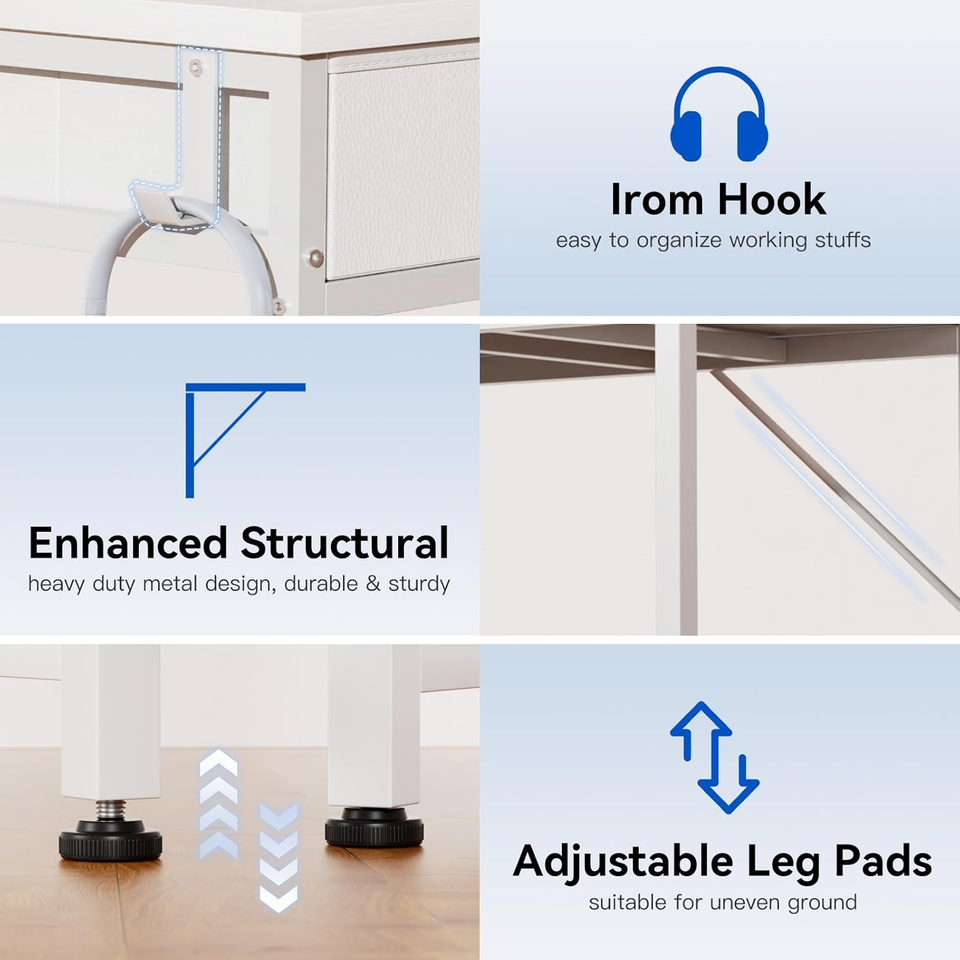 32 Inch Small Office Computer Desk with 2 Drawers & Headphone Hook ...