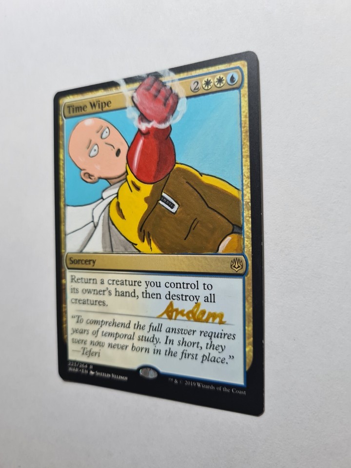 TIME WIPE SAITAMA ONE PUNCH MAN MAGIC ALTERED ART HAND PAINT DEMIAN ...